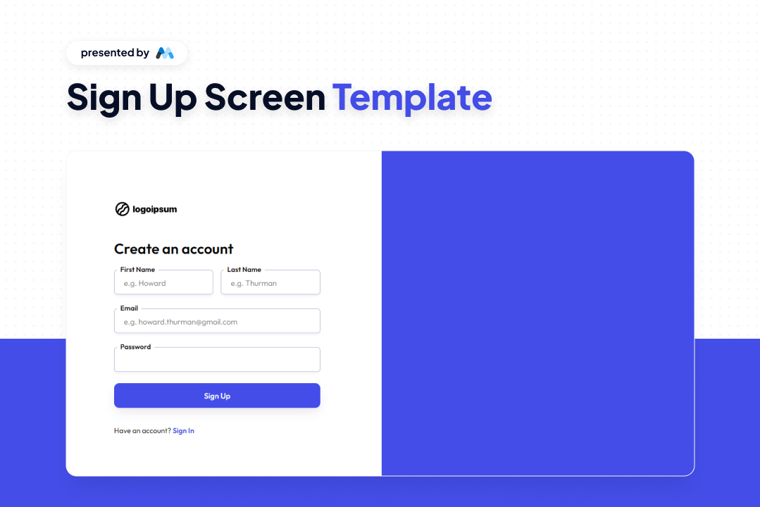 Split Screen Sign Up Template - Webflow
